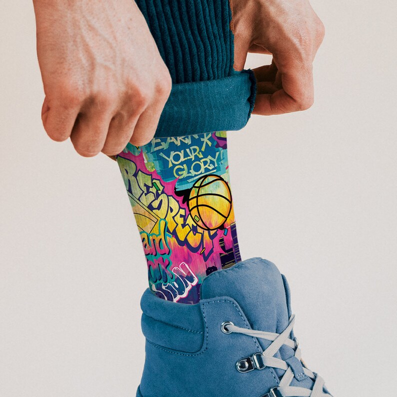 Basketball Tie Dye Graffiti Crew Socks Unisex Socks for Men - Etsy