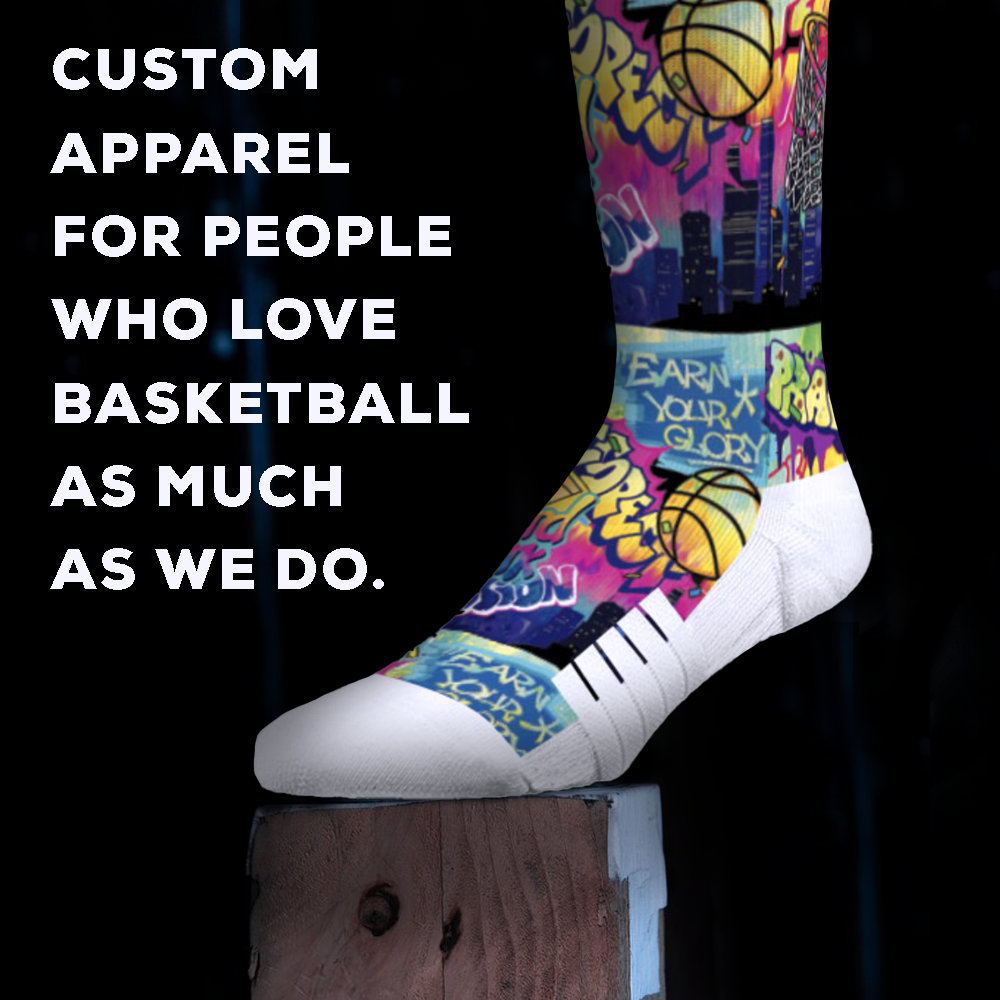 Basketball Tie Dye Graffiti Crew Socks | Unisex Socks for Men and Women ...