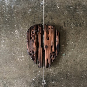 Handmade Cedar Wood Mounting Shield Rustic Modern Shipworm Holes Wall ...