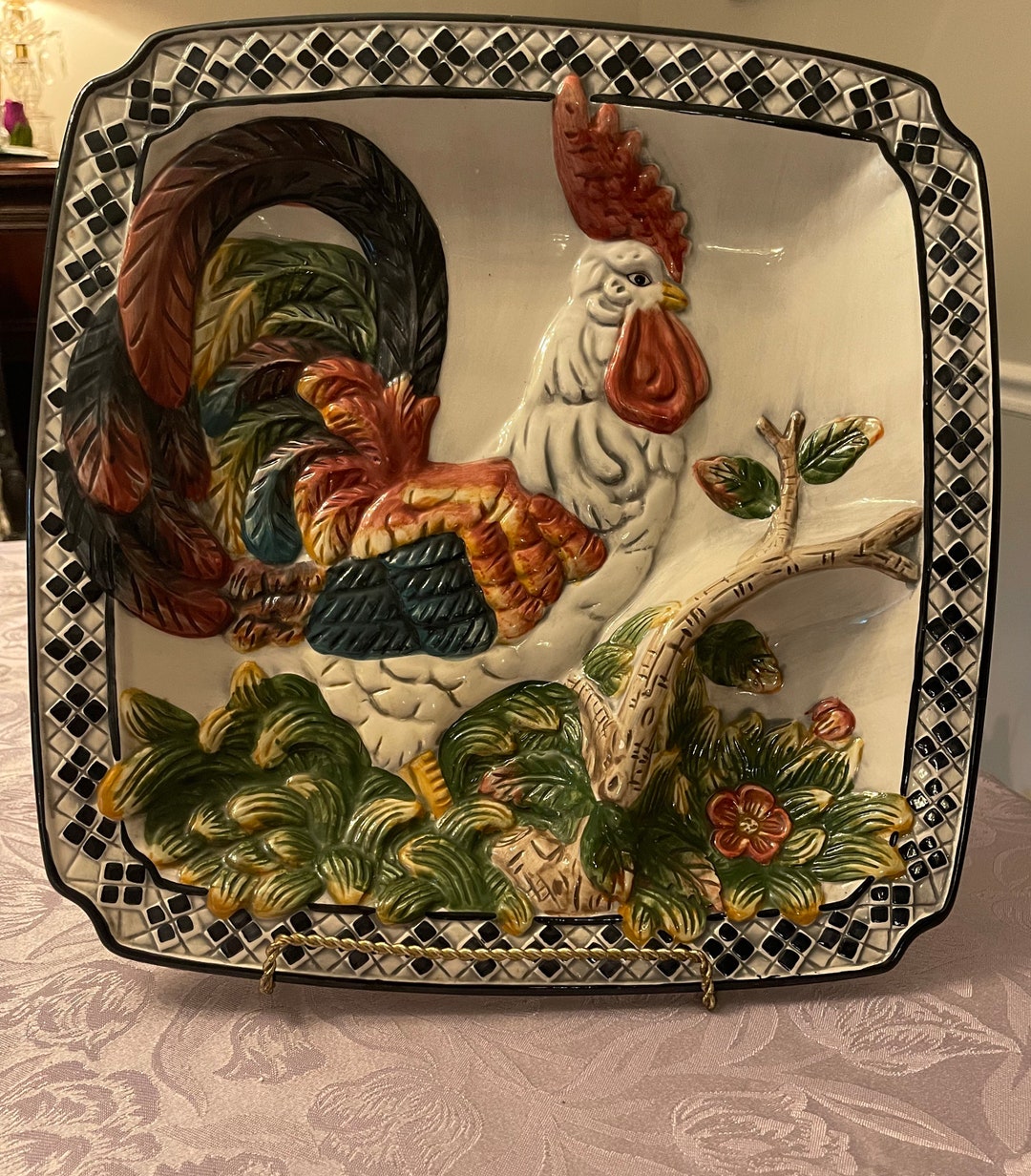 Vintage Retired Ceramic Rooster CBK Large Plate, 1998, Measurements Are ...