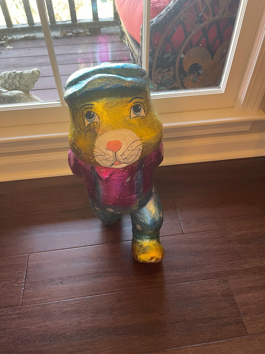 Large Vintage Faux Foil Wrapped Bunny, Easter, Made to Look Crackled ...