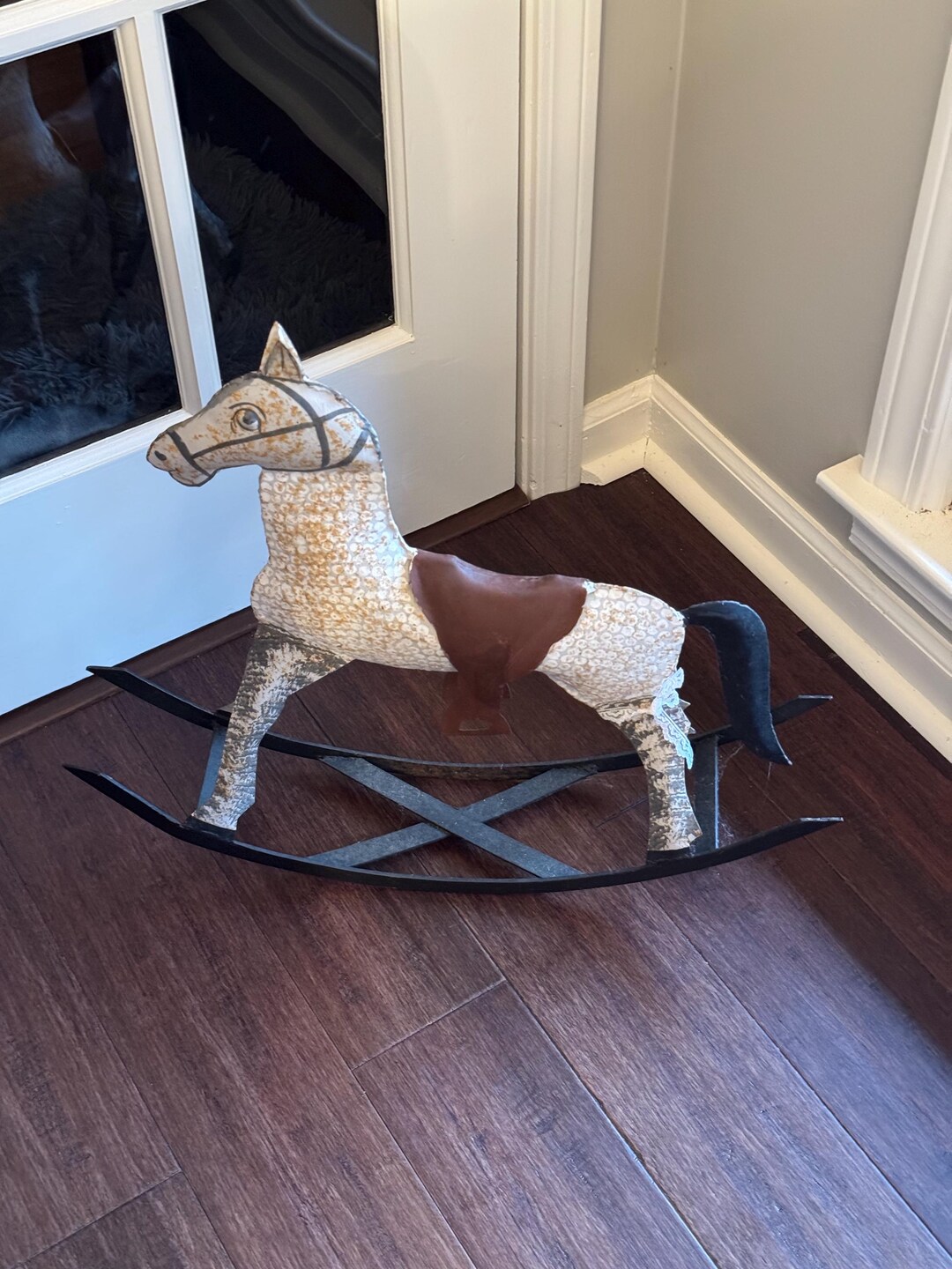 Vintage Metal Rocking Horse, Primitive Christmas, Measurements Are in ...
