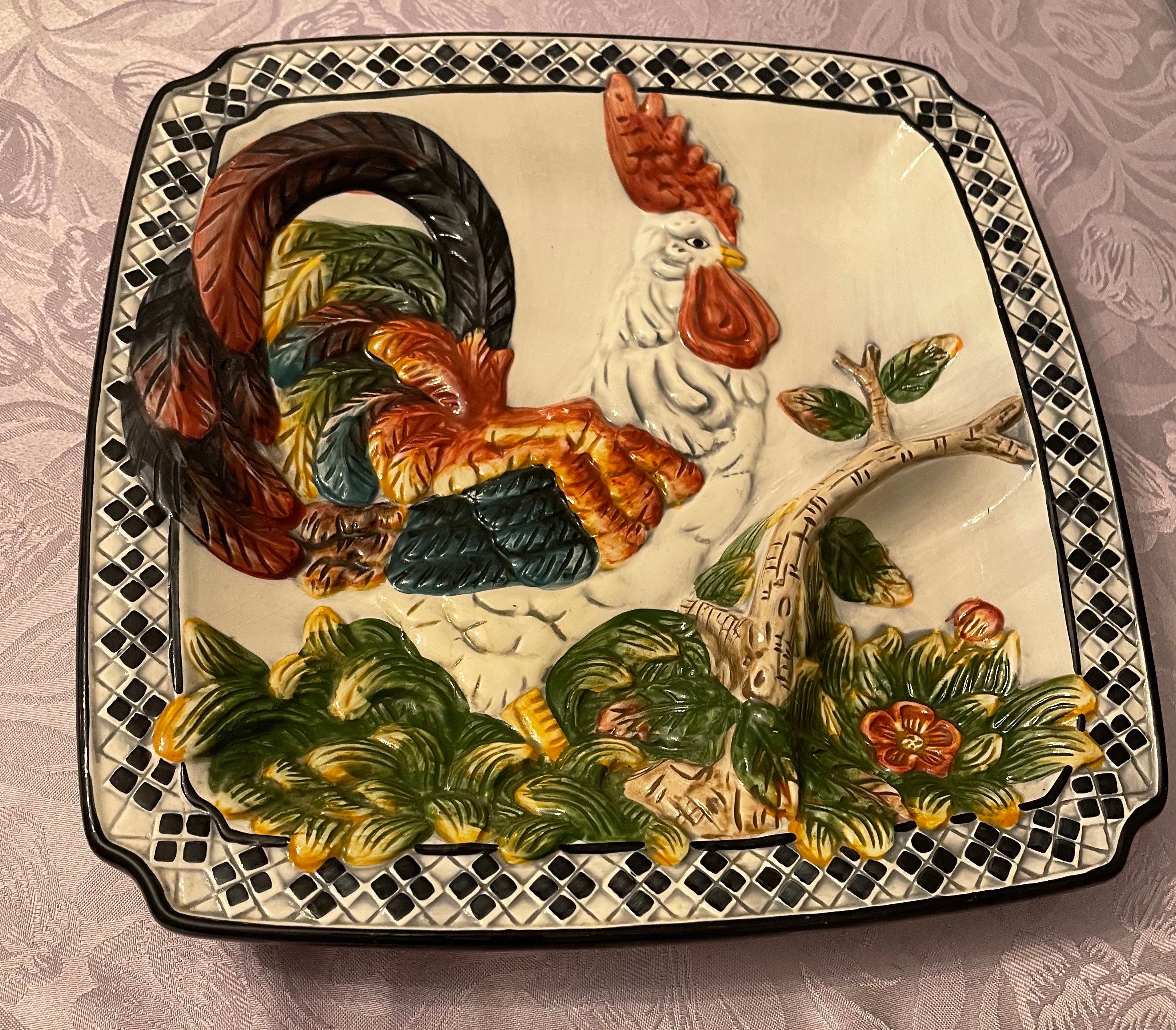 Vintage Retired Ceramic Rooster CBK Large Plate, 1998, Measurements Are ...