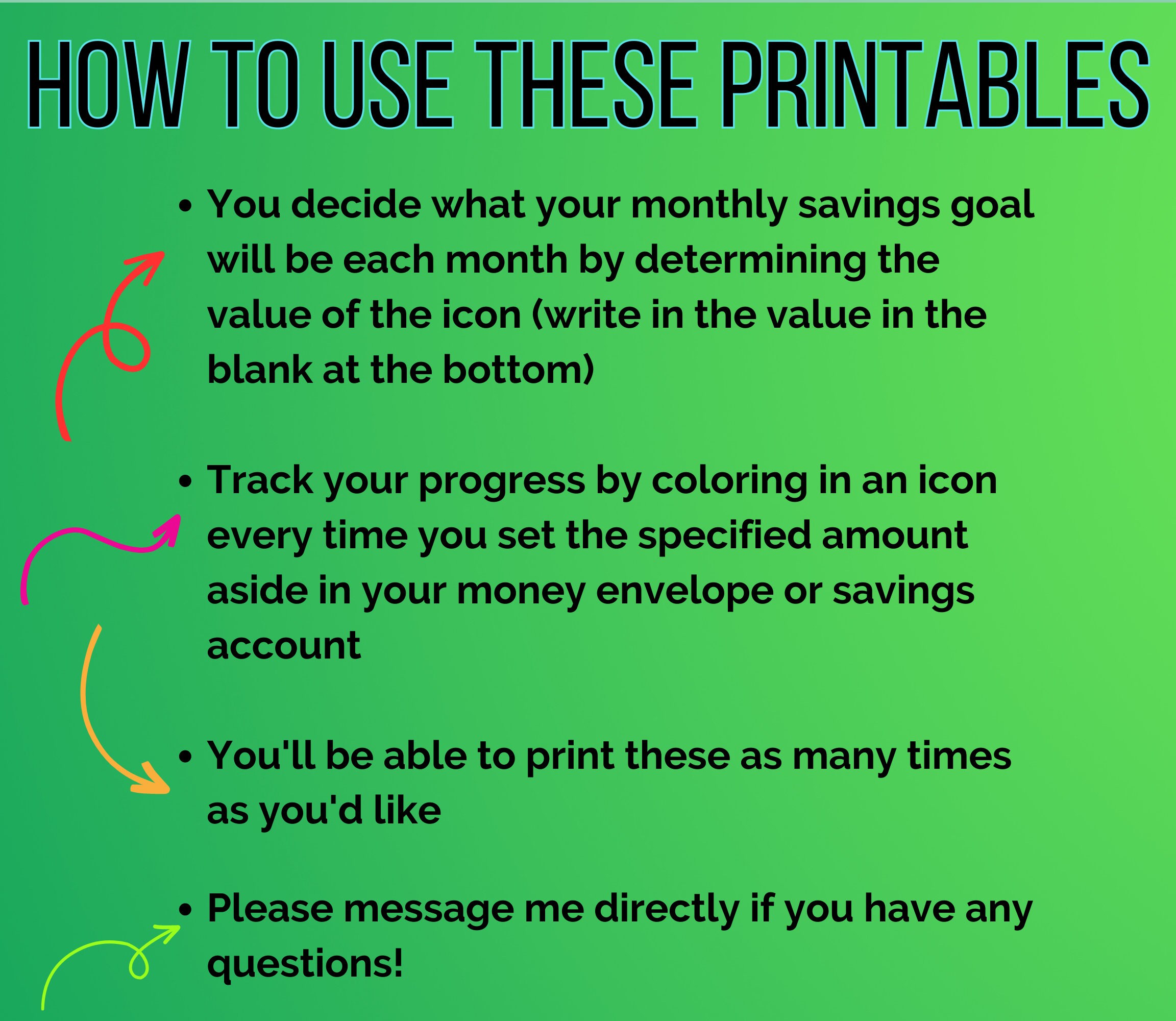 Savings Challenge Printable 12 Months Challenge Printable - Etsy