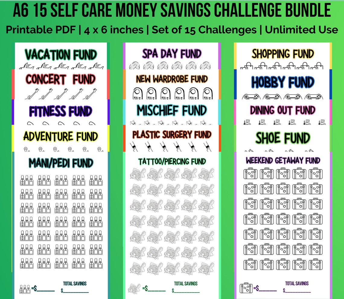 15 Monthly Savings Challenge Printable Printable PDF Cash Stuffing ...
