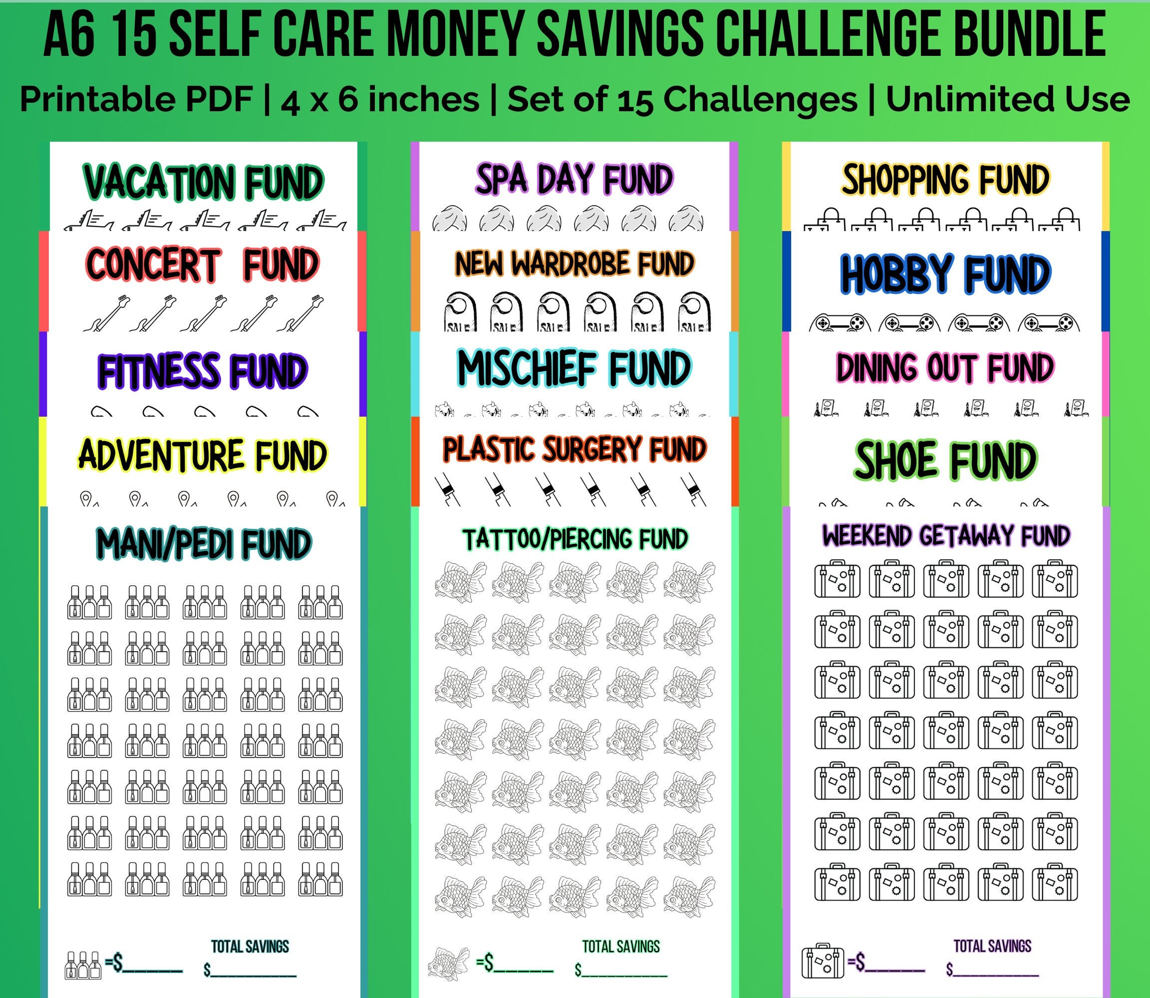15 Monthly Savings Challenge Printable Printable PDF Cash Stuffing ...