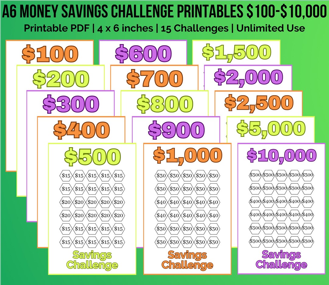 Cash Stuffing Money Savings Challenge Printables | 15 Challenges | A6 ...