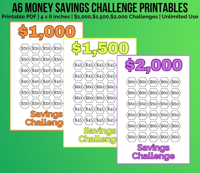 Cash Stuffing Money Savings Challenge Printables 15 - Etsy