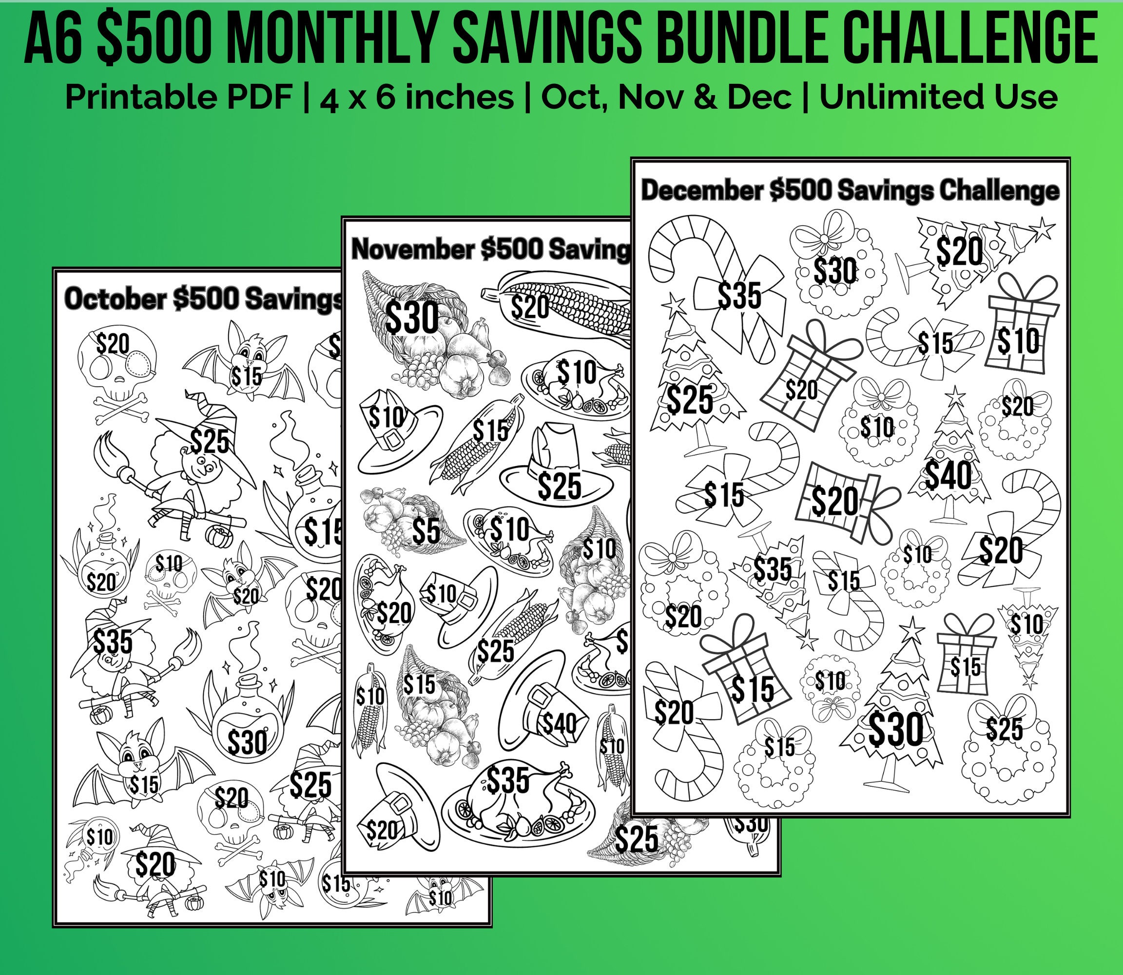 500 Dollar per Month Savings Challenge Printable | 12 Months Challenge ...