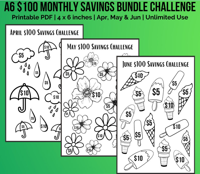 100 Dollar per Month Savings Challenge Printable | 12 Months Challenge ...