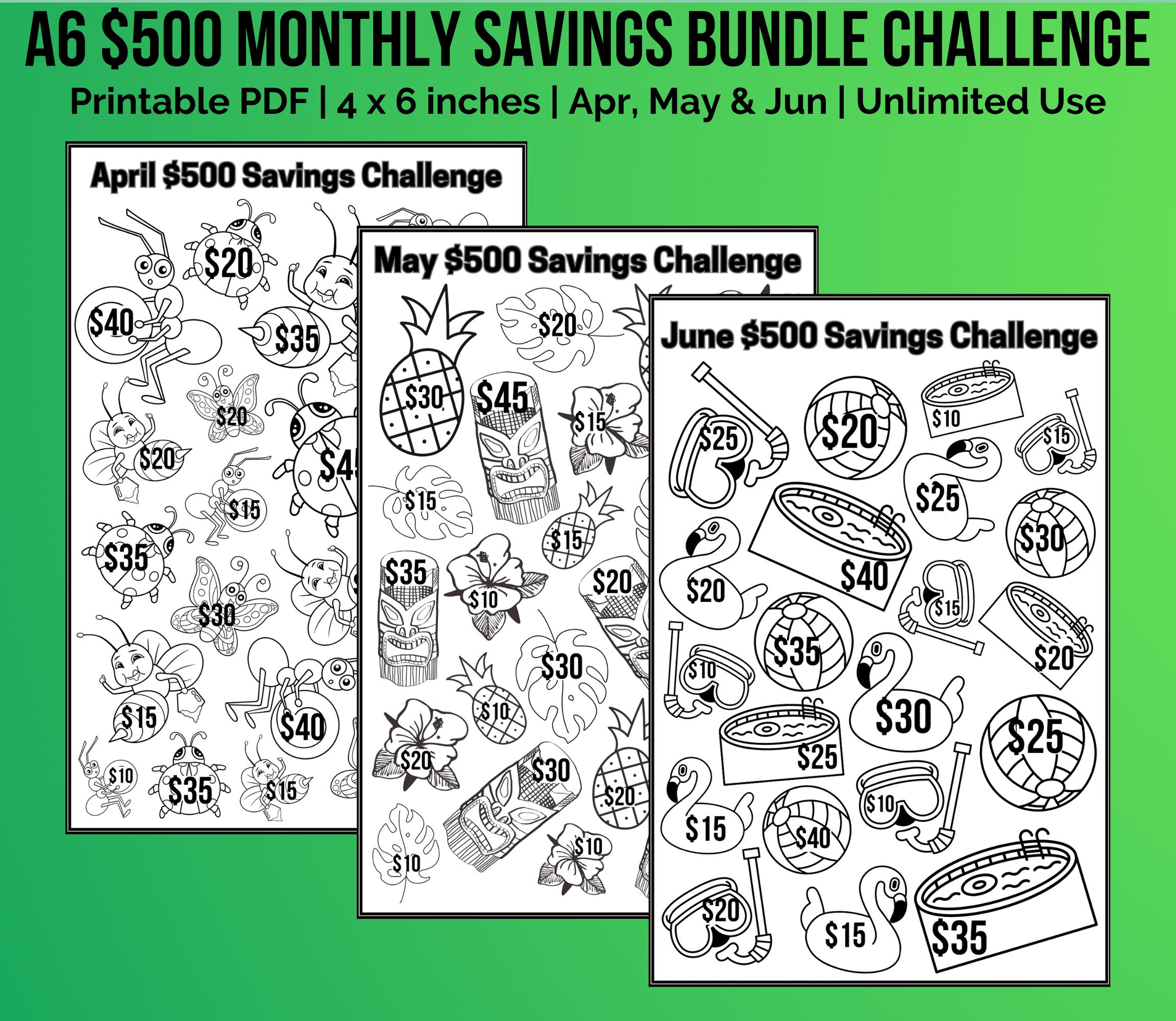 500 Dollar per Month Savings Challenge Printable | 12 Months Challenge ...