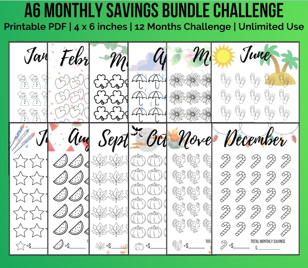 Savings Challenge Printable | 12 Months Challenge | Printable PDF ...