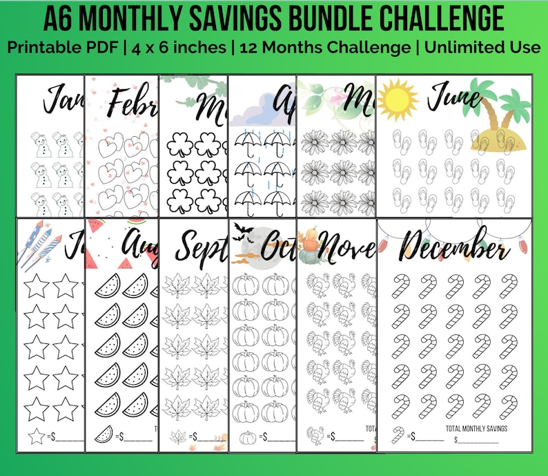 Savings Challenge Printable | 12 Months Challenge | Printable PDF ...