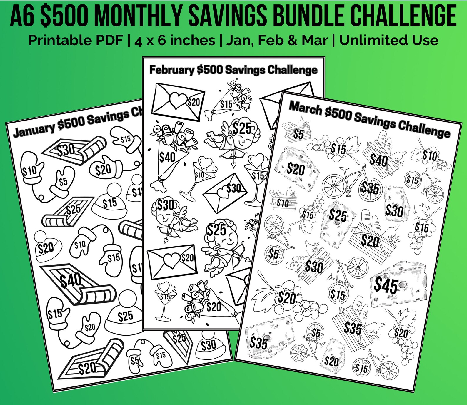 500 Dollar per Month Savings Challenge Printable | 12 Months Challenge ...