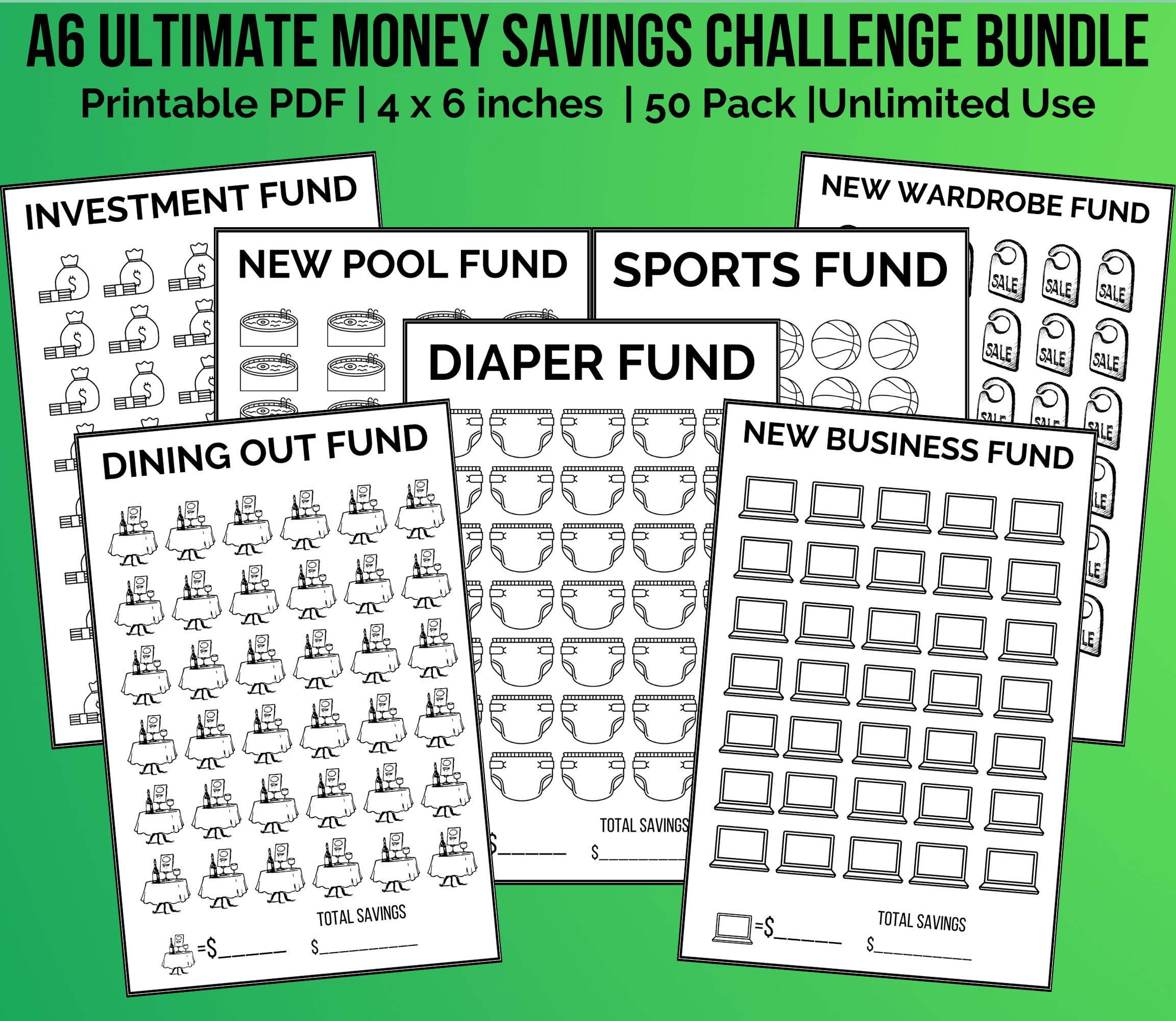 Ultimate Monthly Savings Challenge Printable Bundle of 50 Cash Stuffing ...
