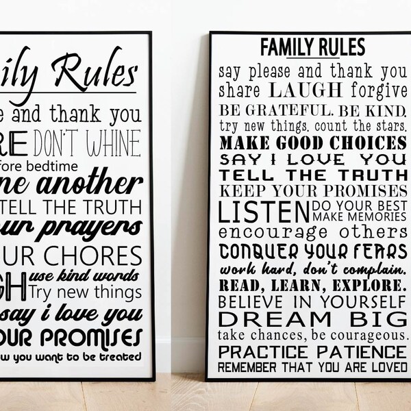 Family Rules Decal - Etsy