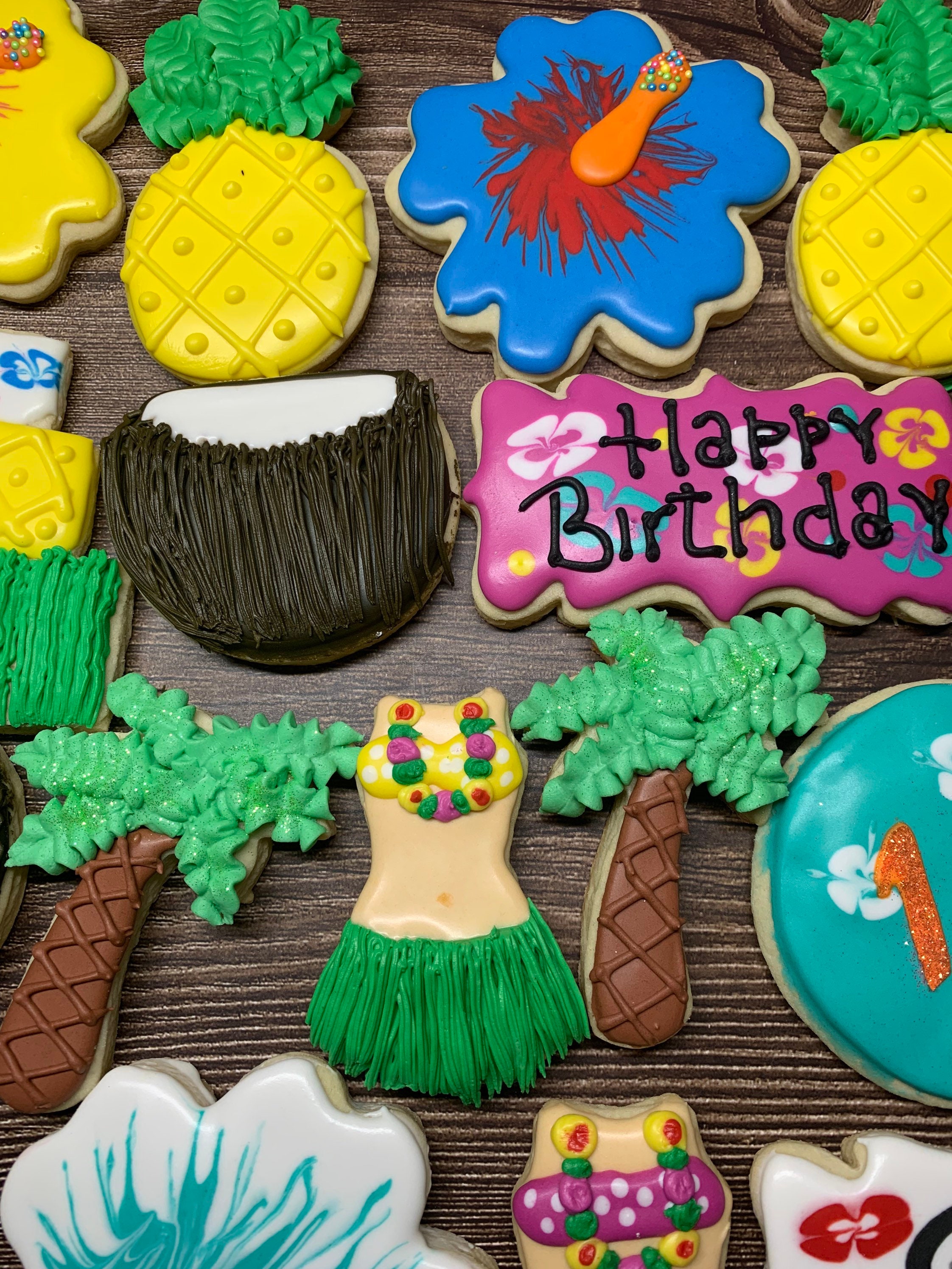Luau Custom Decorated Sugar Cookie Hawaiian Floral - Etsy