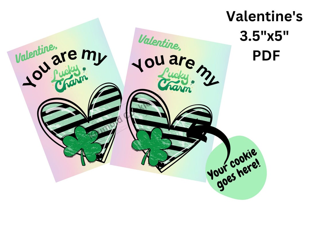 Lucky Charm Valentine Printable Cookie Card Mini Cookie 3.5 X 5 ...