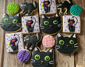 Cat Face Decorated Sugar Cookies - Etsy