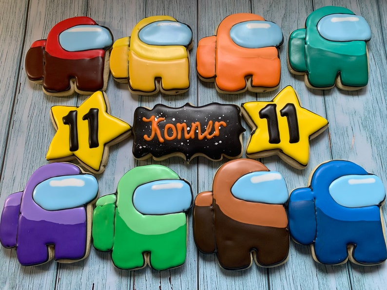 Among Us Inspired Custom Decorated Sugar Cookies Cartoon - Etsy