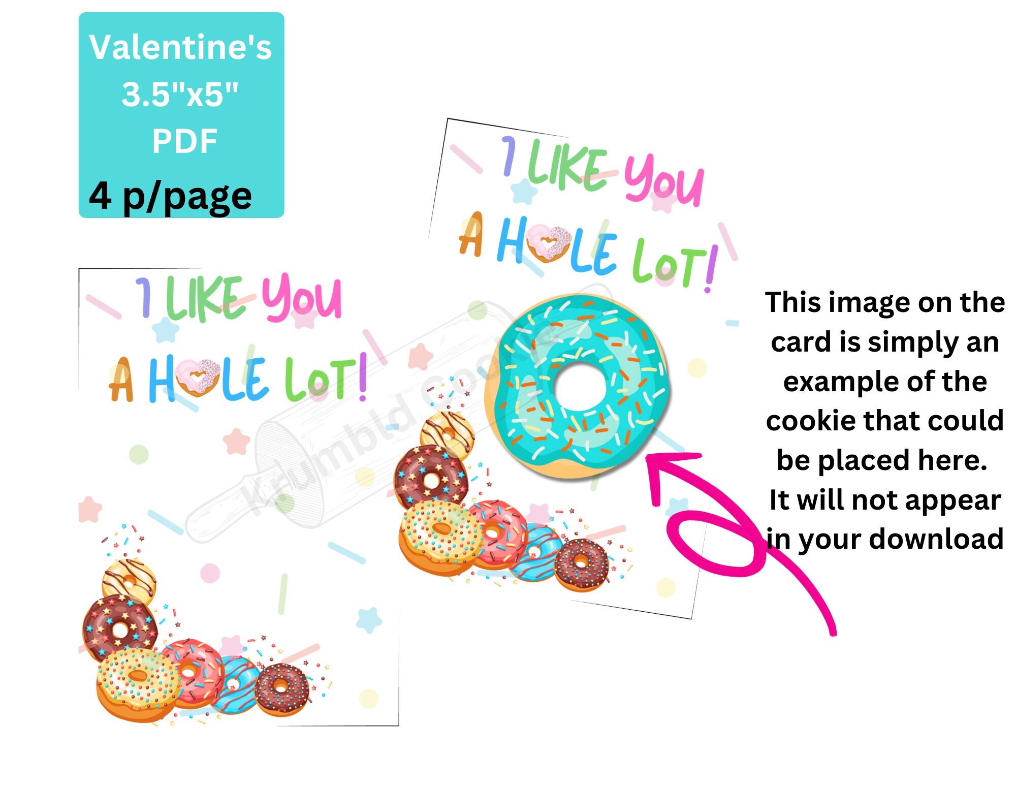 Be My Valentine Printable Cookie Card Mini Cookie 3.5 X 5 Valentine ...