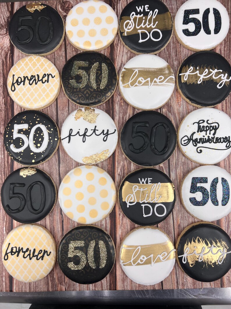 50th Wedding Anniversary Custom Decorated Sugar Cookies - Etsy