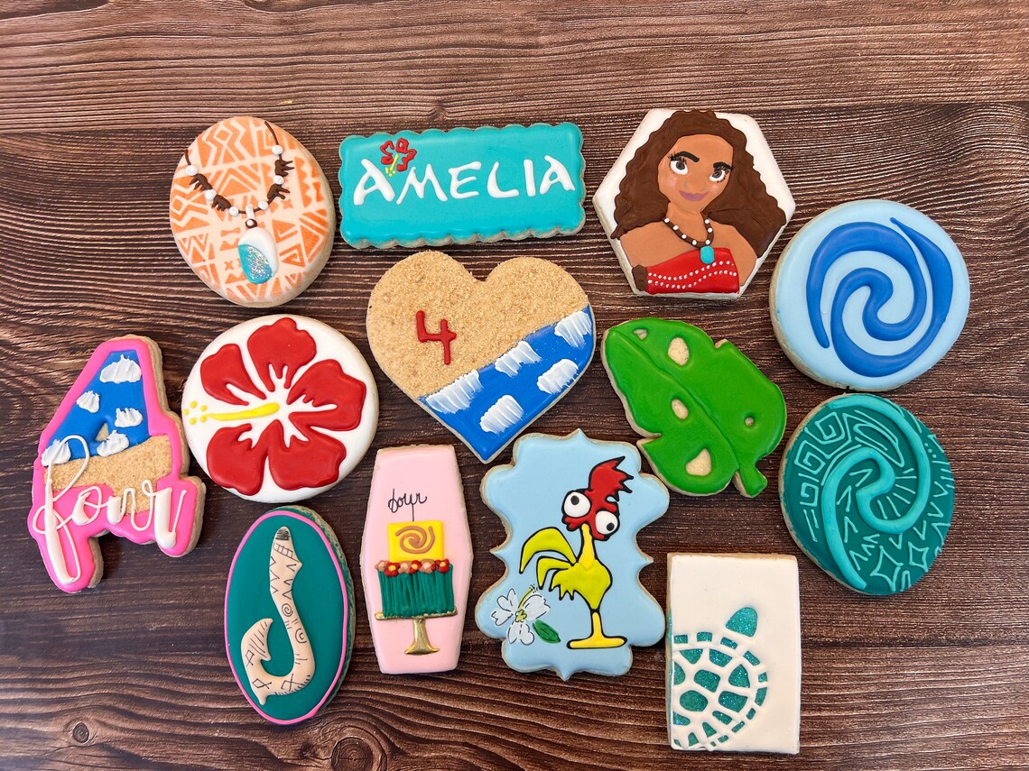 Moana Themed Custom Decorated Sugar Cookies - Etsy