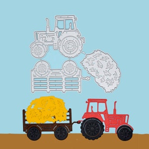 Tractor, Trailer & Hay Bale Metal Cutting Die Set, Card Making, Male ...