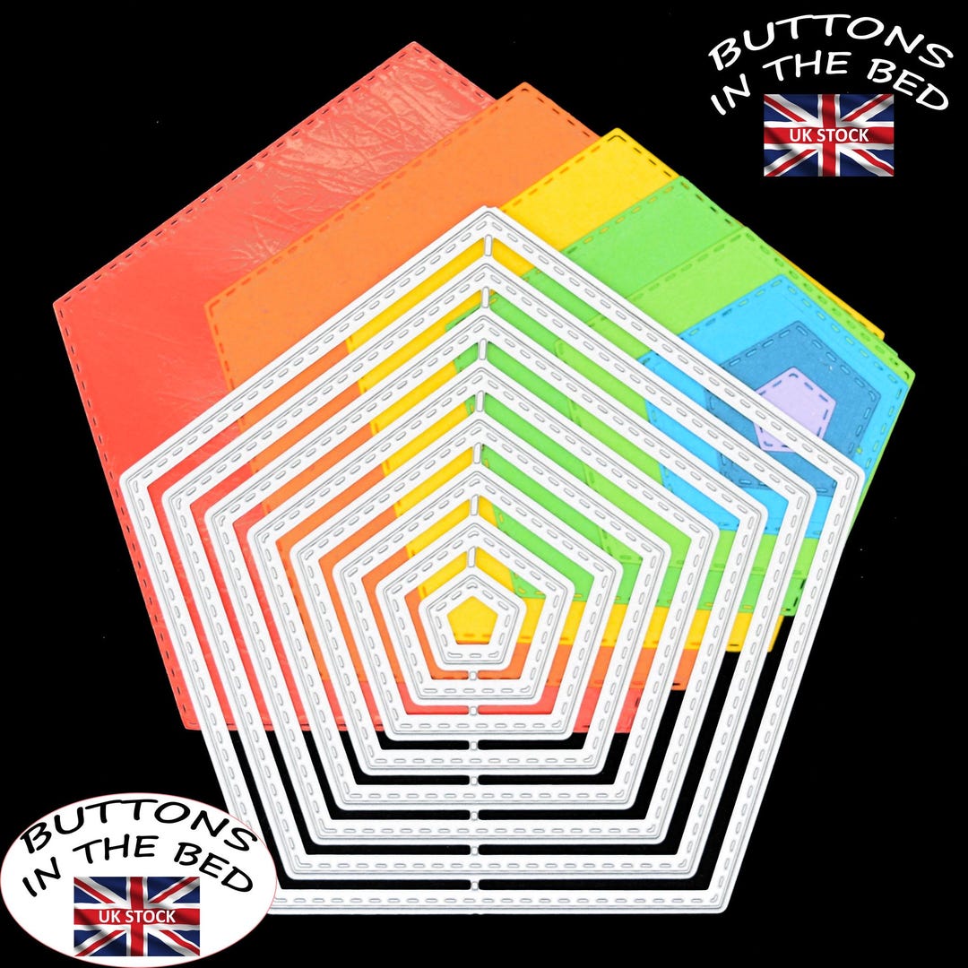 Nest of 8 Pentagon Stitch Patterned Metal Cutting Dies, Card Making ...