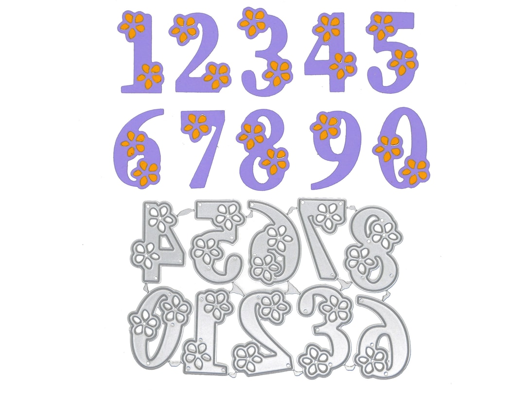 Floral Numbers Metal Cutting Dies, Flower Numerals, Card Making ...