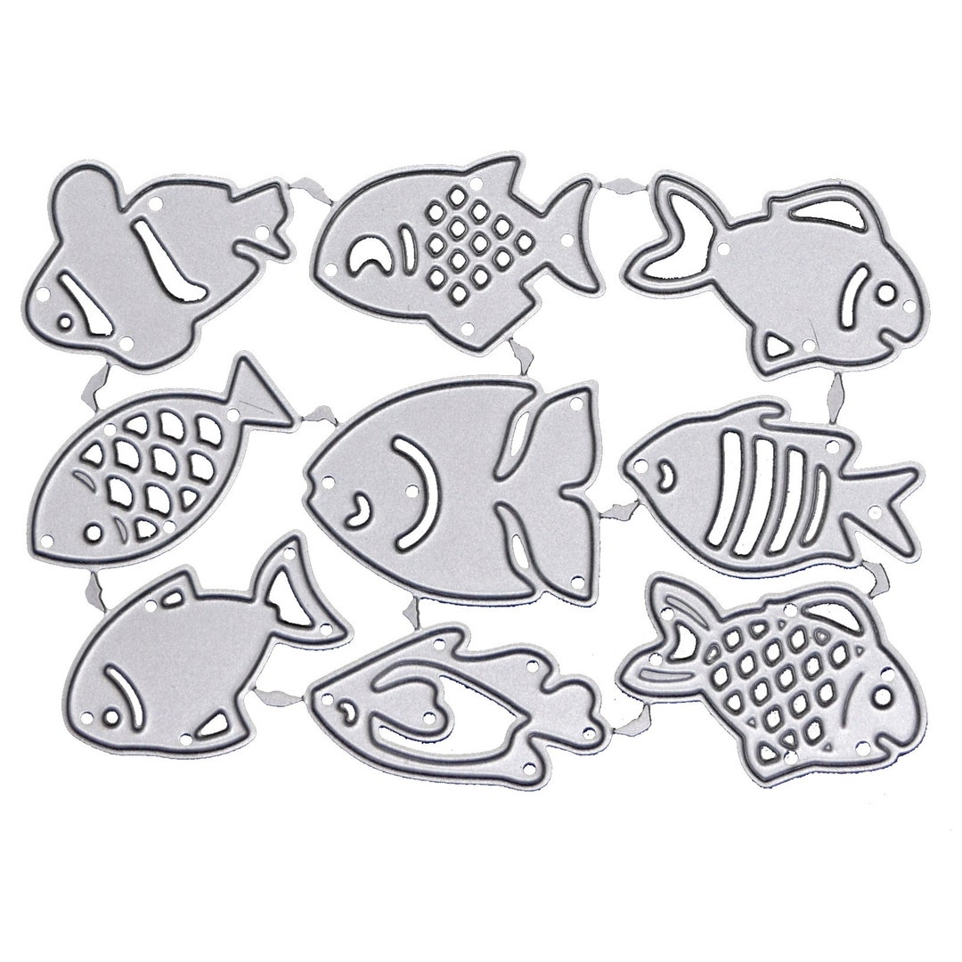 9 Fish Metal Cutting Dies, Stencils, Card Making, Crafts, Paper Crafts ...