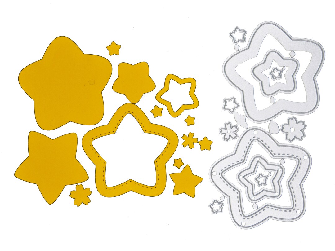 11 Piece Stars Metal Cutting Dies Set Including A Stitch Patterned ...