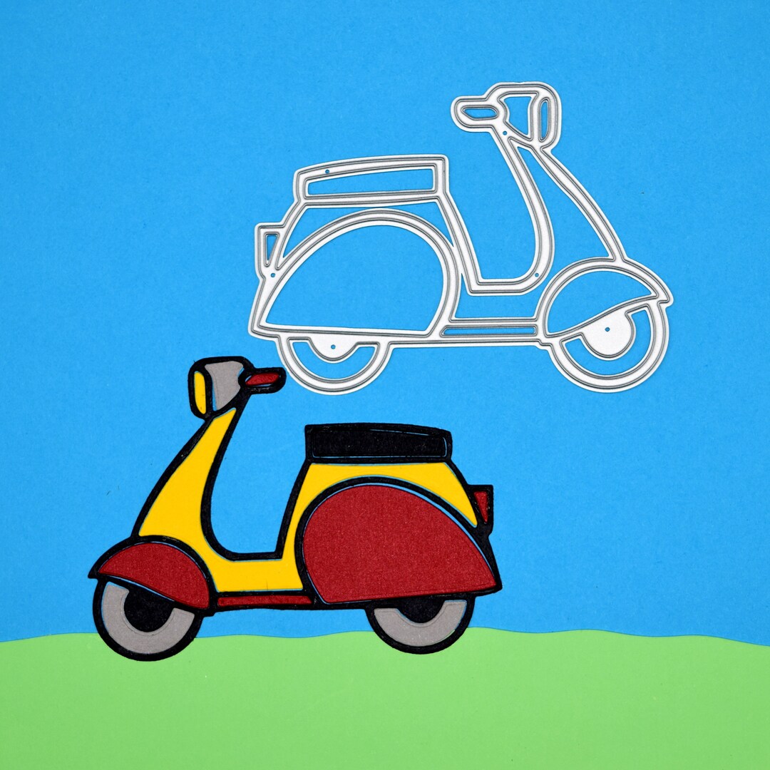 Scooter, Moped, Vespa Metal Cutting Die, Motorbike, Stencil, Card ...