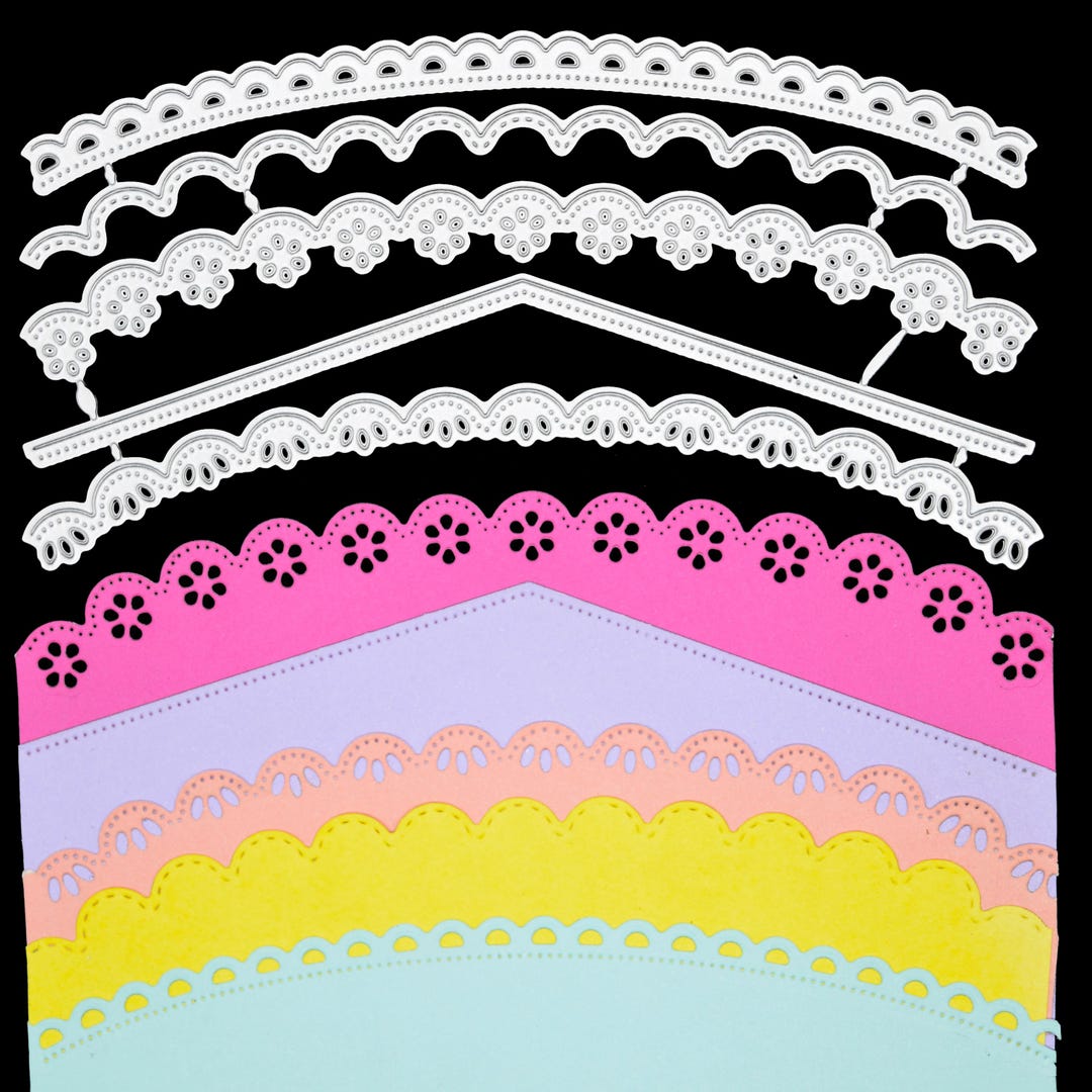 5 Various Decorative Dot & Stitch Patterned Border Edging Metal Cutting ...