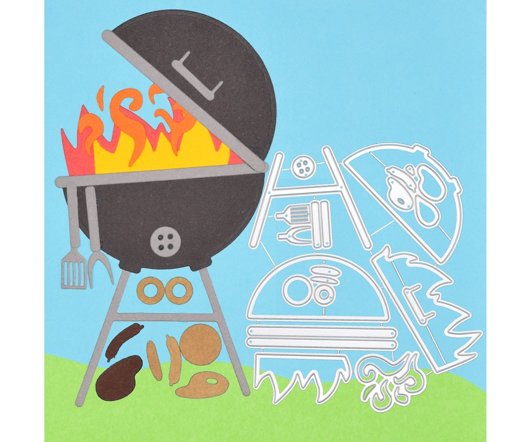 Large BBQ Barbecue Set & Accessories Metal Cutting Dies, Stencils, Card ...