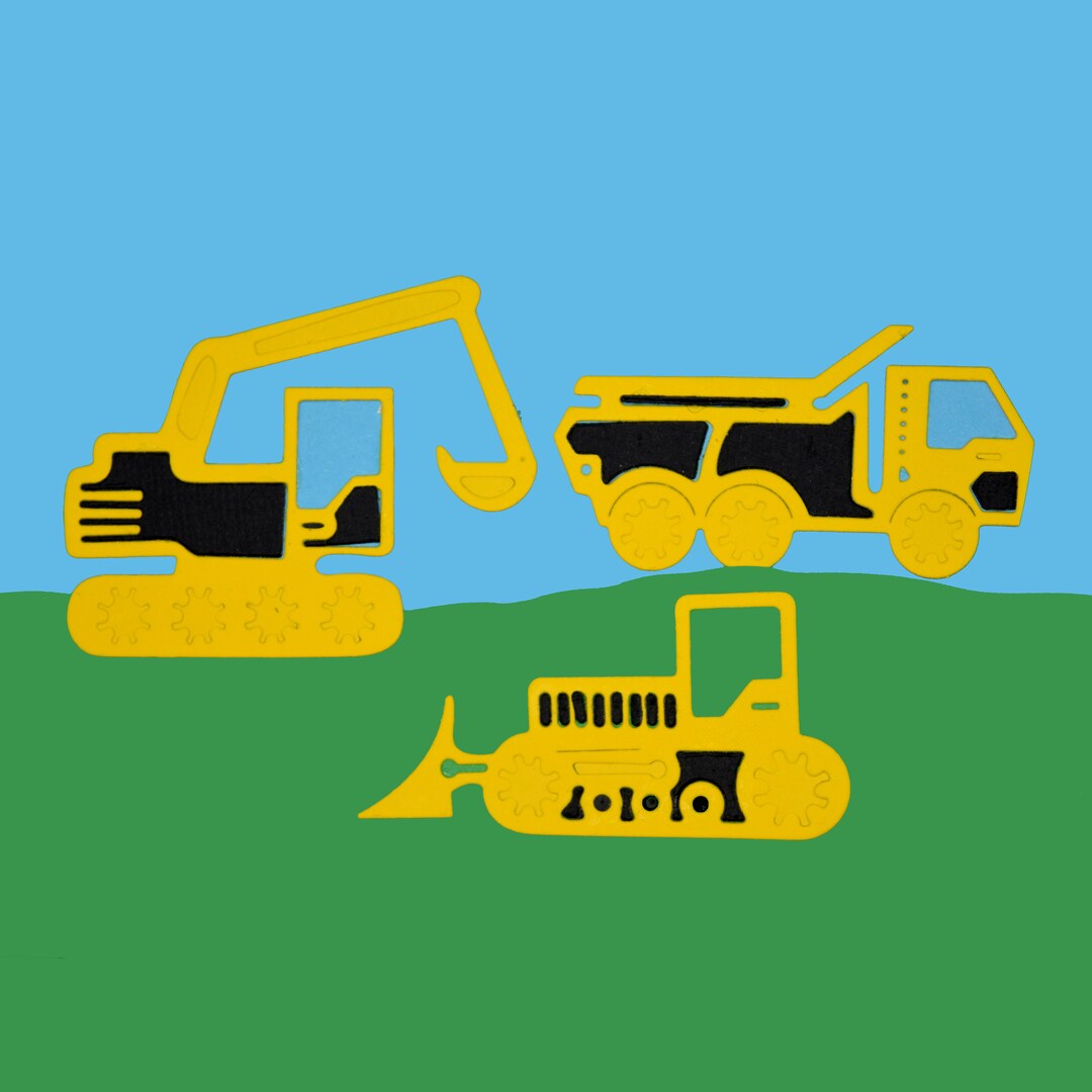 Bulldozer, Digger & Truck Metal Cutting Dies, Card Making, Male ...