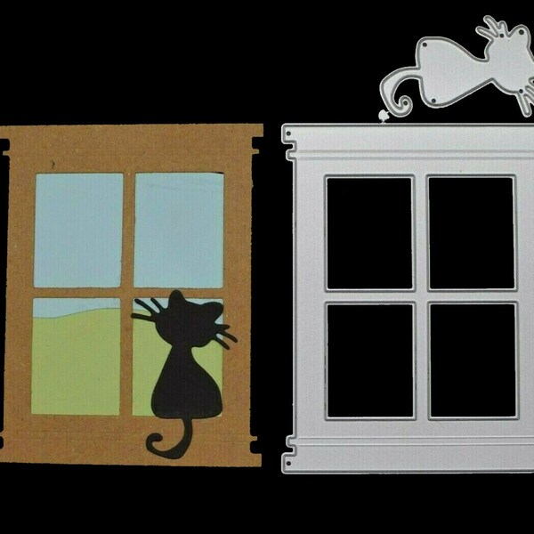 Cat in Window Dies for Card Making - Etsy