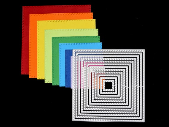 Nest of 12 Square Double Stitch Patterned inside the Cut - Etsy
