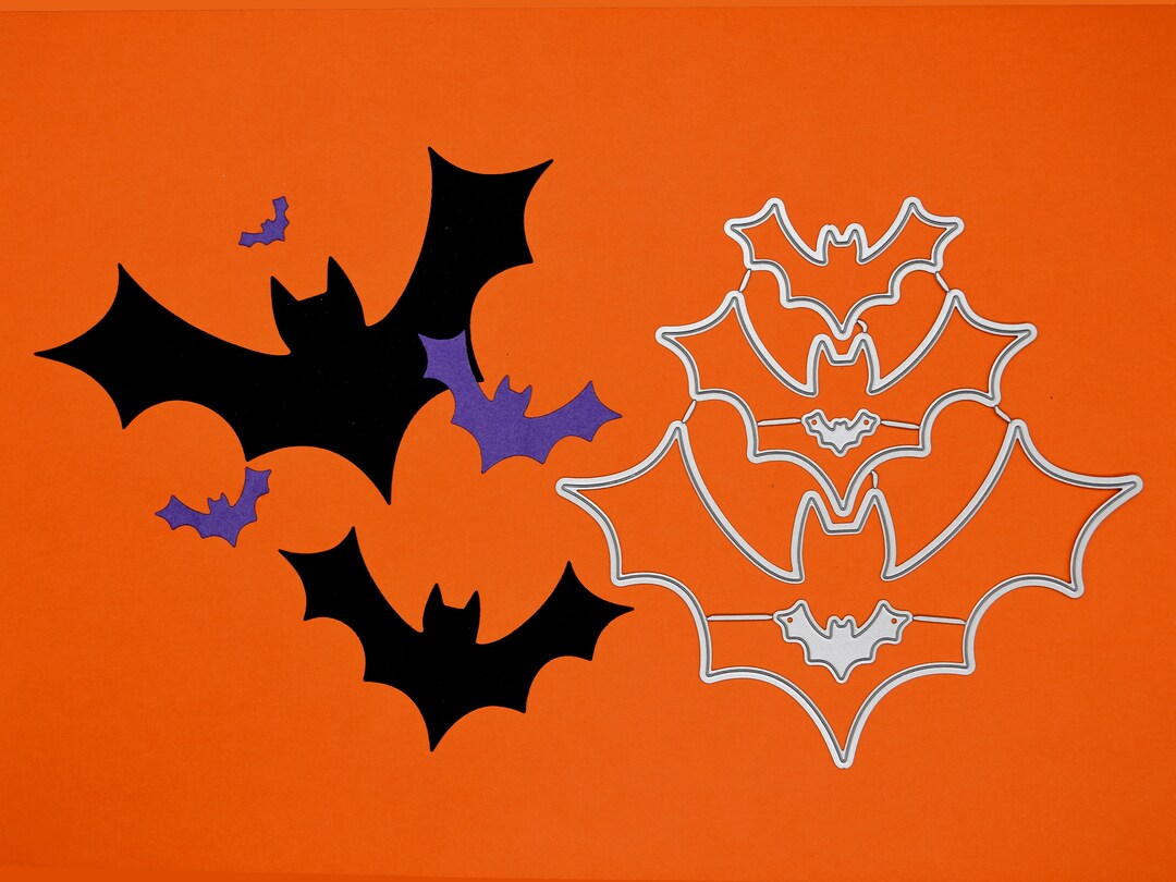 Large Set of 5 Bats Metal Cutting Dies, Stencils, Card Making ...