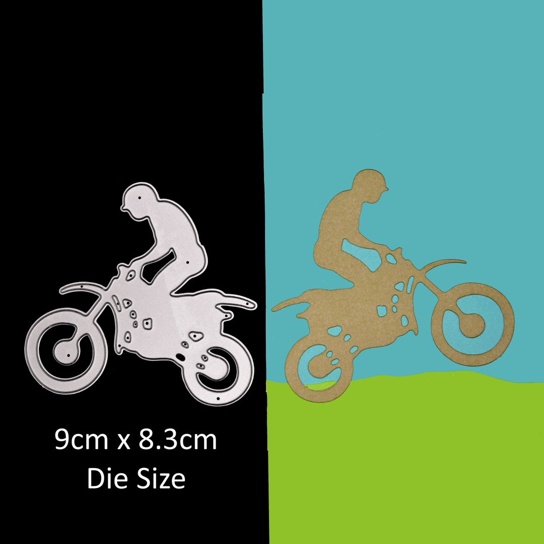 Motocross Bike & Rider Metal Cutting Die, Scrambler, Card Making, Male ...