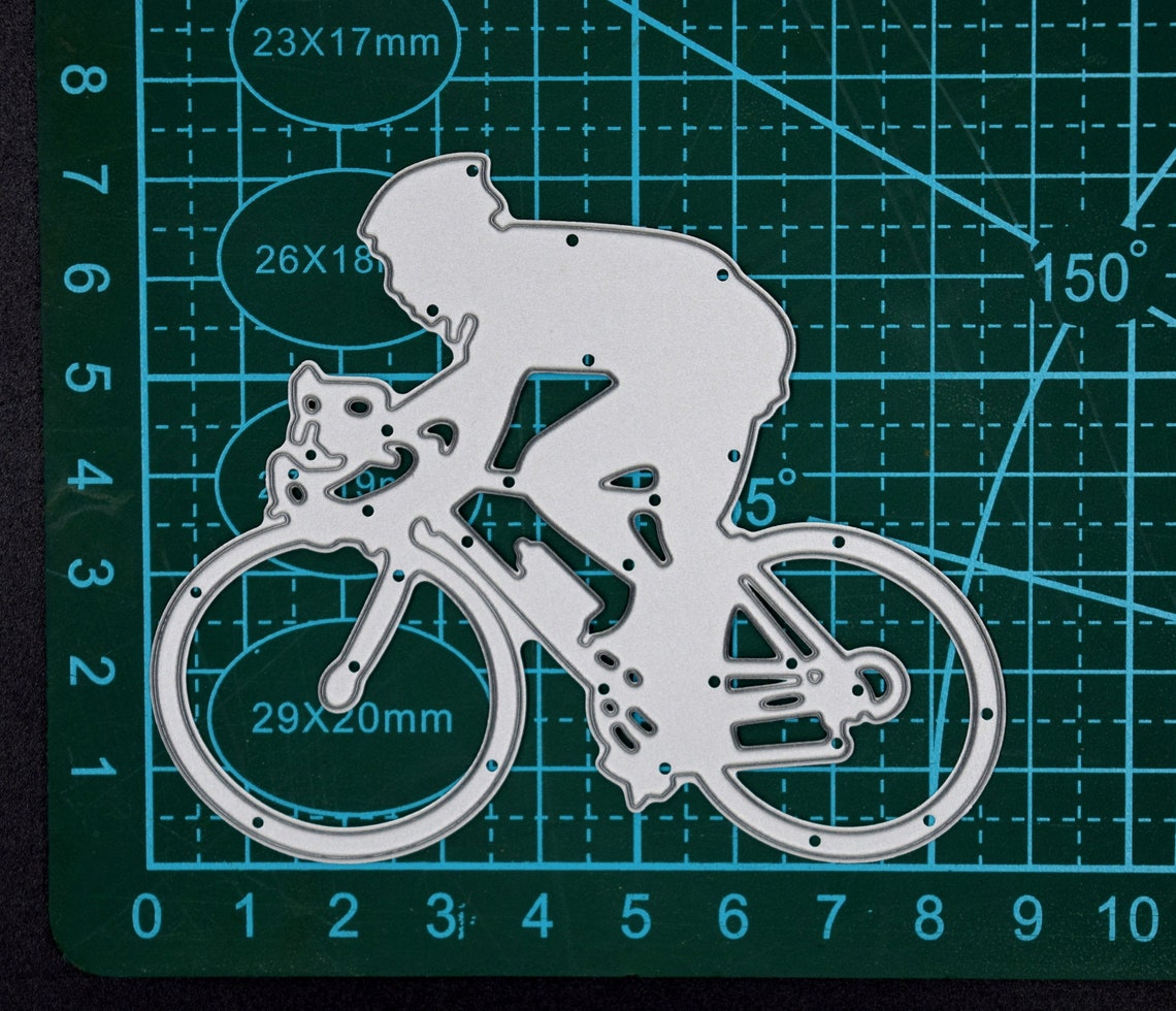 Man Riding Racing Bicycle Metal Cutting Die Cyclist Bike | Etsy Canada