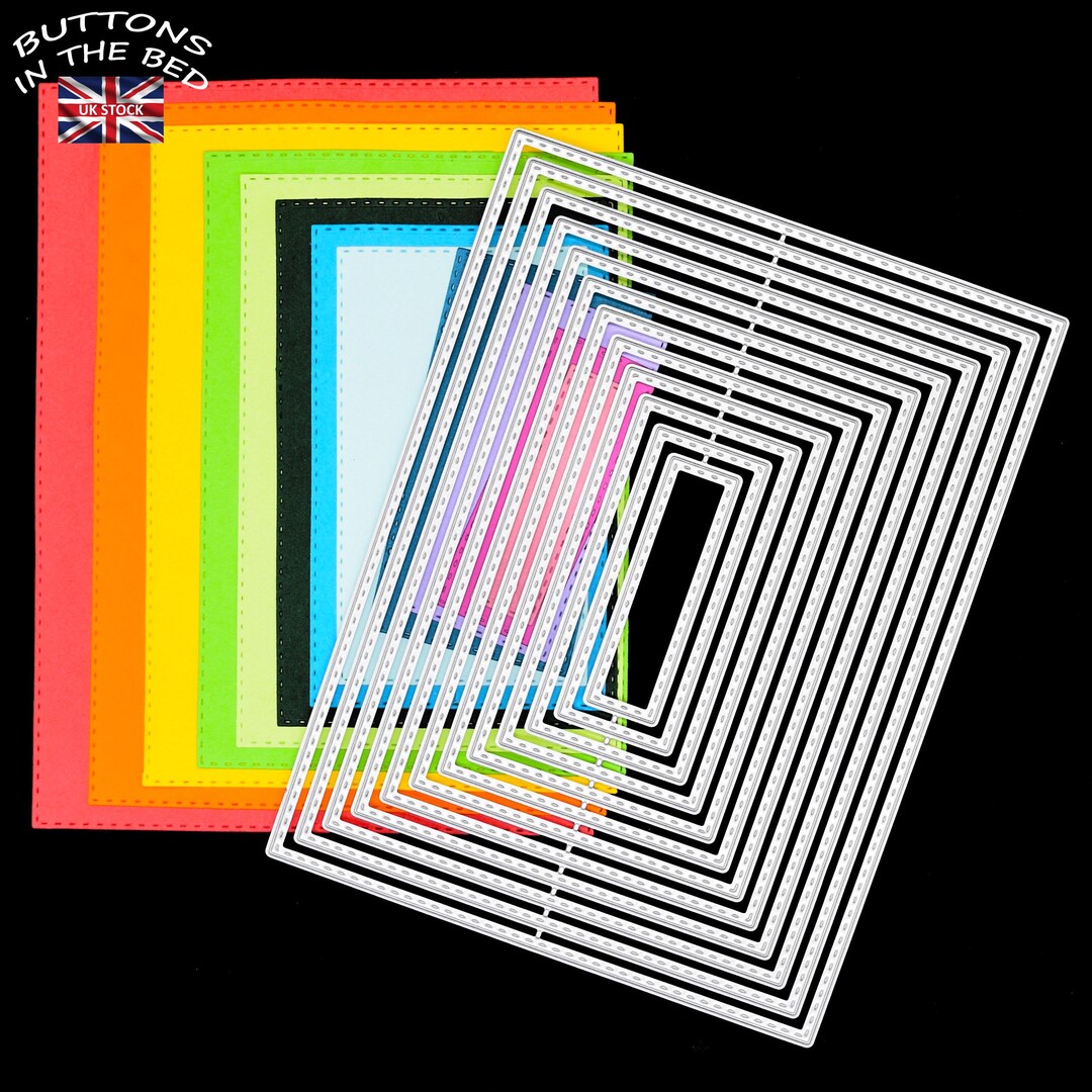 Large Nest of 12 Rectangle Stitch Patterned Metal Cutting Dies, Card ...
