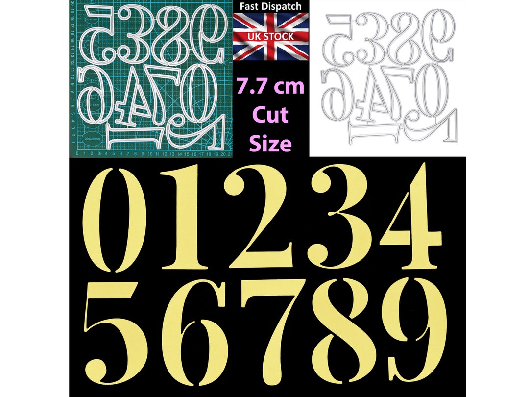 Elegant Large 77 Mm (3 Inch) Numbers Metal Cutting Dies Set, Number ...