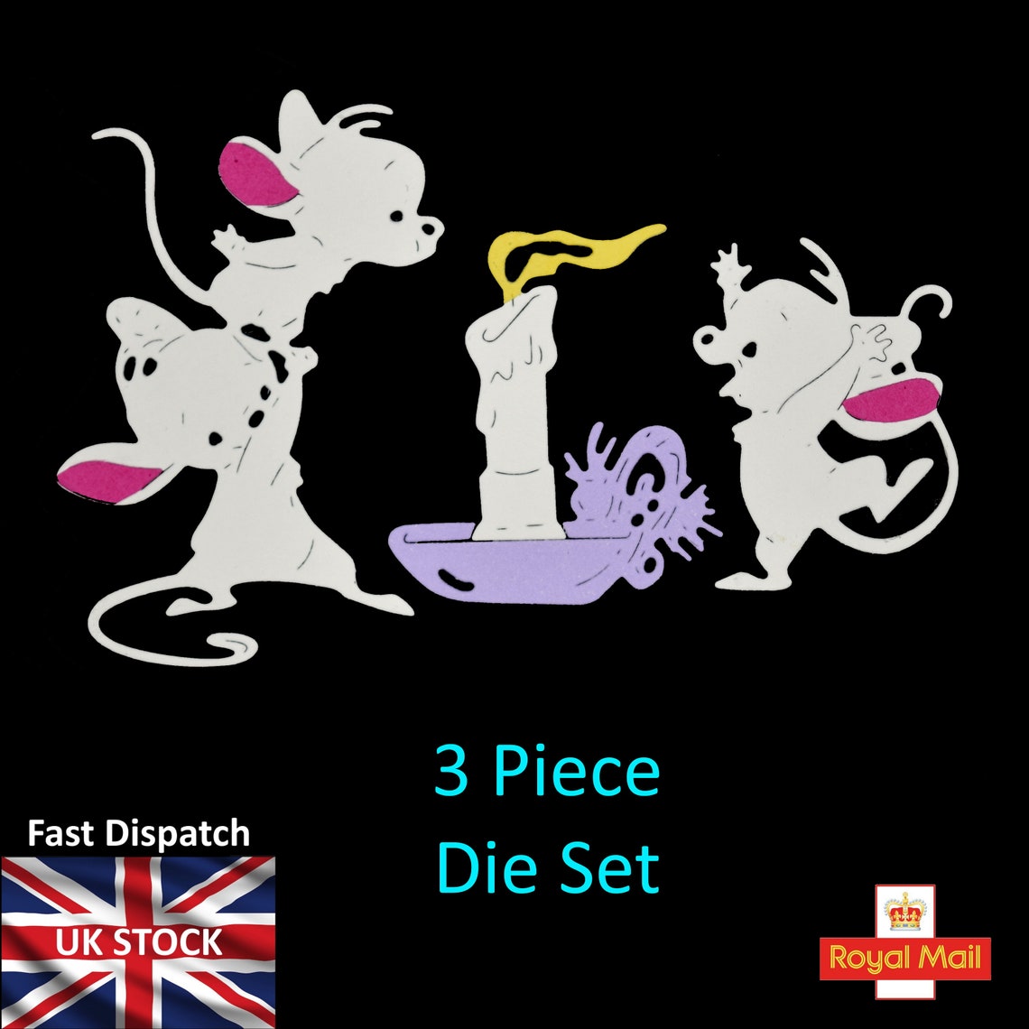 Cartoon Style Mice & Candle Metal Cutting Dies Christmas - Etsy