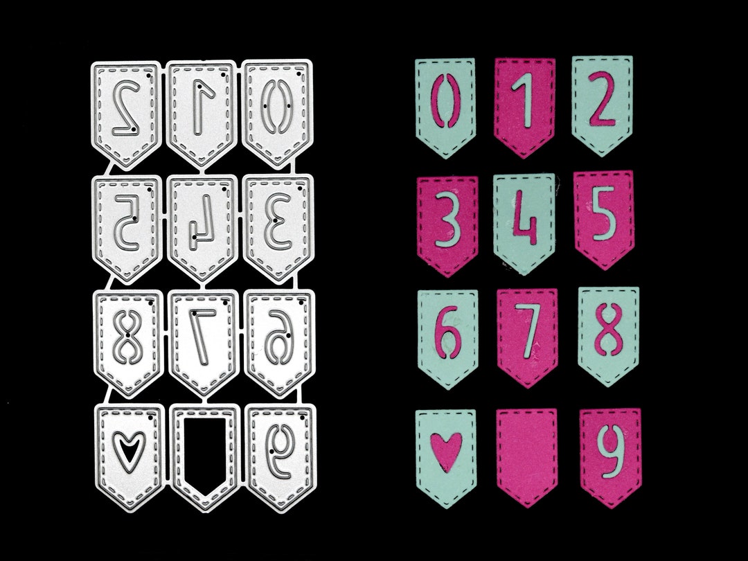 Numbers in Bunting Metal Cutting Dies Set, Stencils, Card Making ...