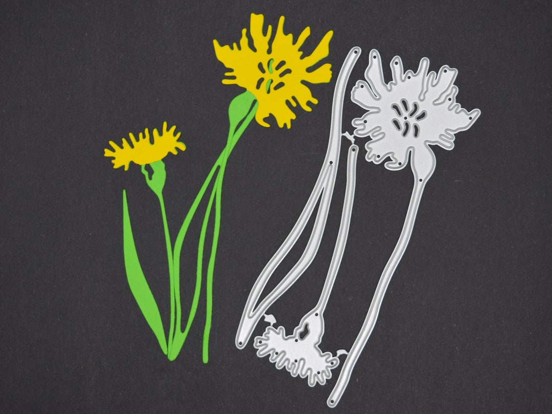 3 Piece Dandelion Flower Metal Cutting Dies Set With Stem Die, Flowers ...