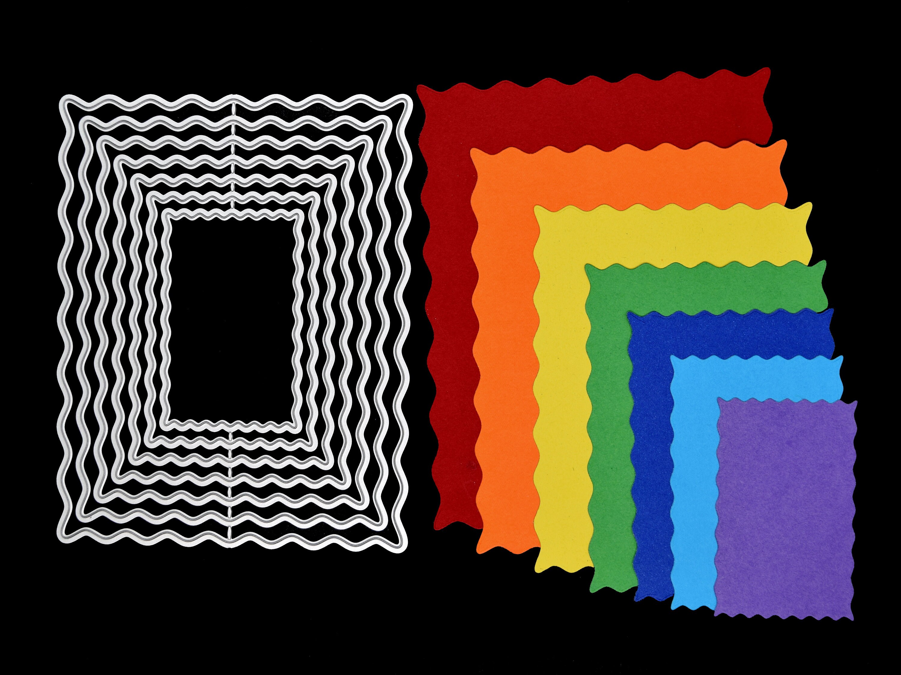 Large Nest of 7 Rectangle Wavy Edged Metal Cutting Dies Card - Etsy