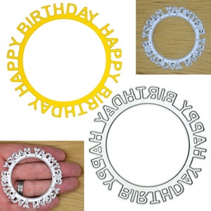 A Round Circular 'happy Birthday' Sentiments Frame Metal Cutting Die ...