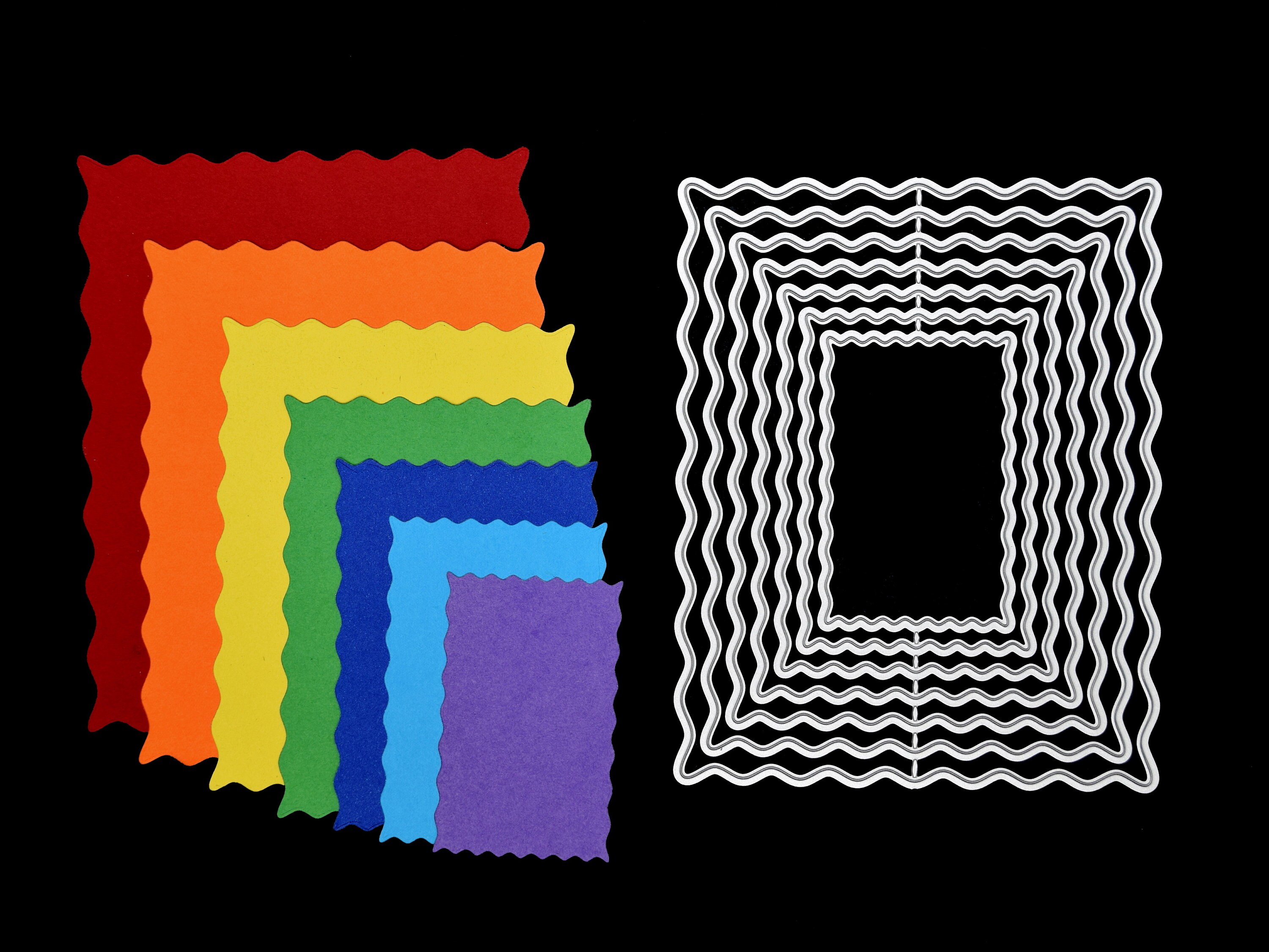 Large Nest of 7 Rectangle Wavy Edged Metal Cutting Dies Card - Etsy