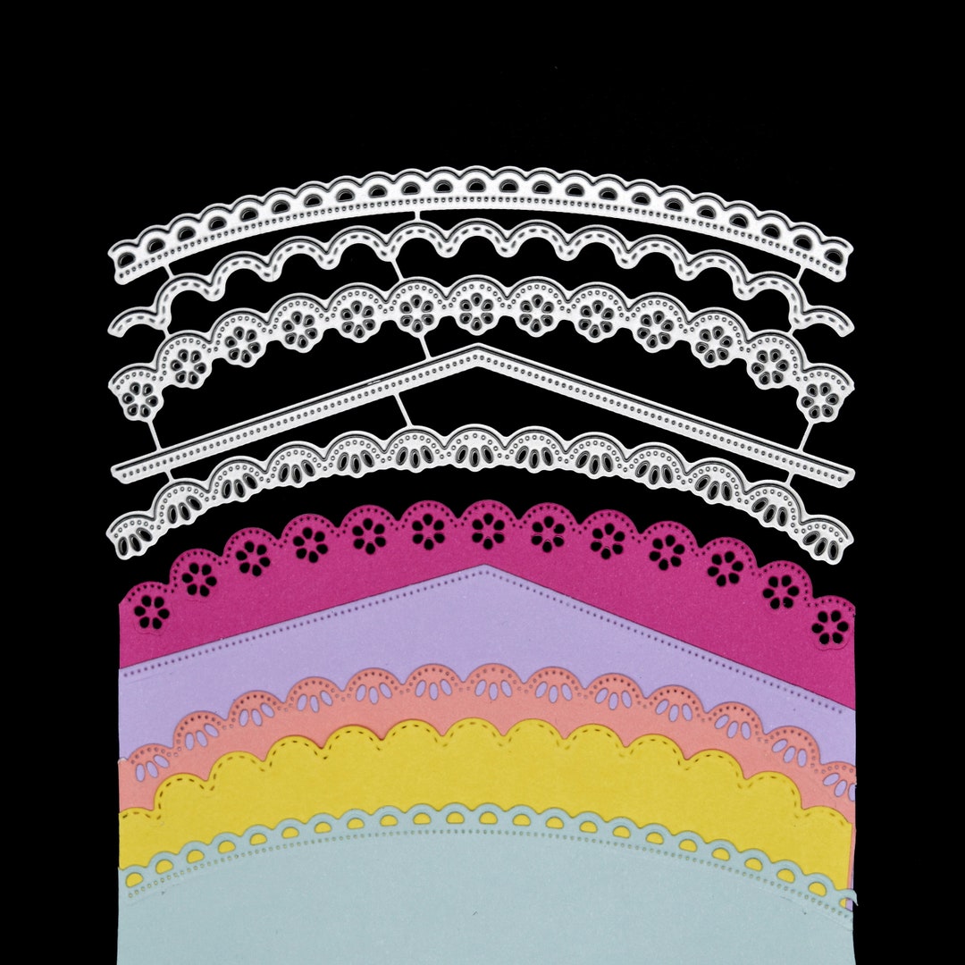 5 Decorative Dot & Stitch Patterned Border Edging Metal Cutting Dies ...